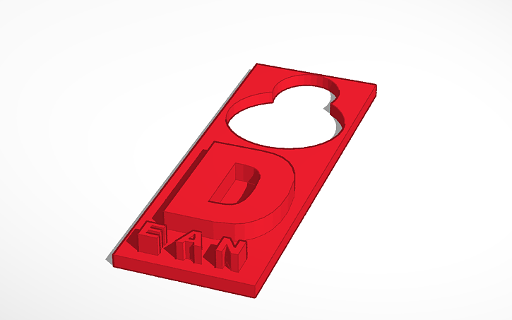 3D design dean door hanger - Tinkercad