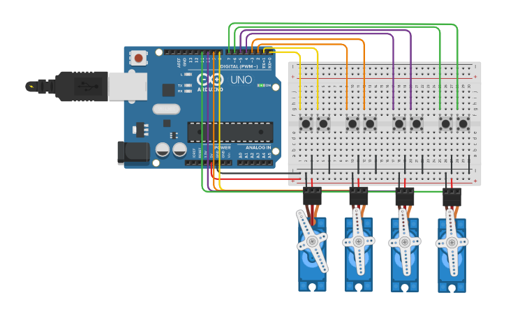 Circuit design Braço Robótico. - Tinkercad