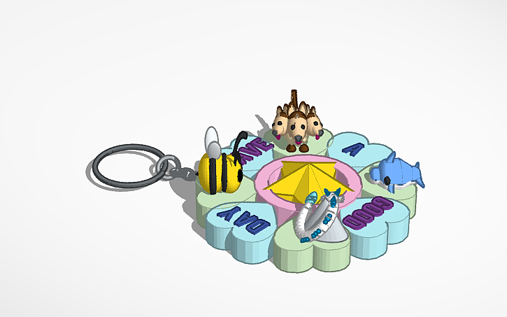 3D design adopt me keychain with uplifting message - Tinkercad