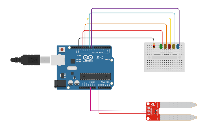 Circuit design soil moisture sensor - Tinkercad