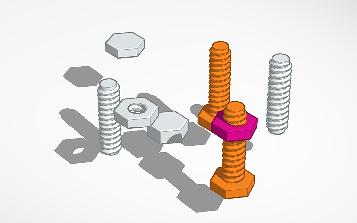 3D design Nuts and bolts - Tinkercad