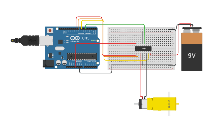 Circuit design L293D Salute | Tinkercad