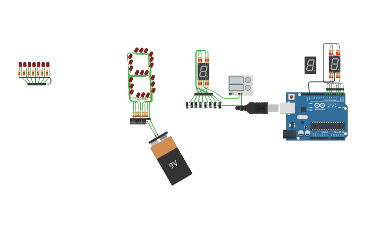 Circuit design practice_lmv Arduino 1.2 : 7 segment | Tinkercad