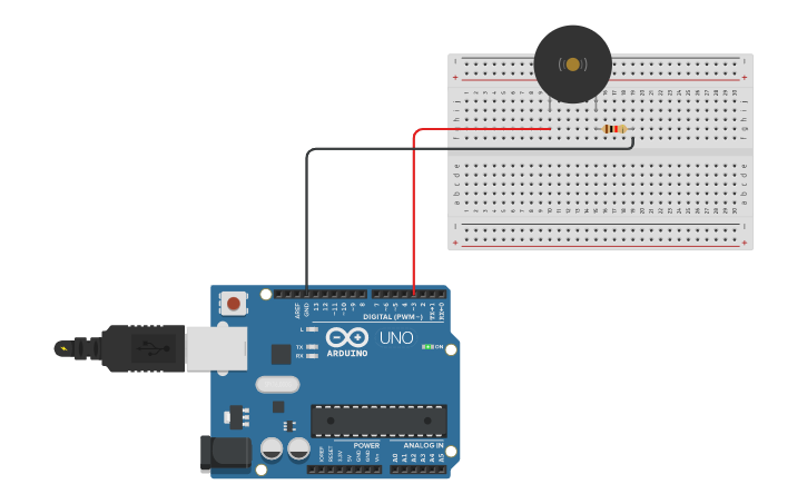 Circuit design Buzzer sonido cada 1 segundo - Tinkercad