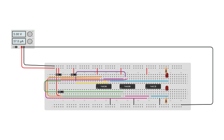 Circuit design Full Adder using Basic Gates - Tinkercad