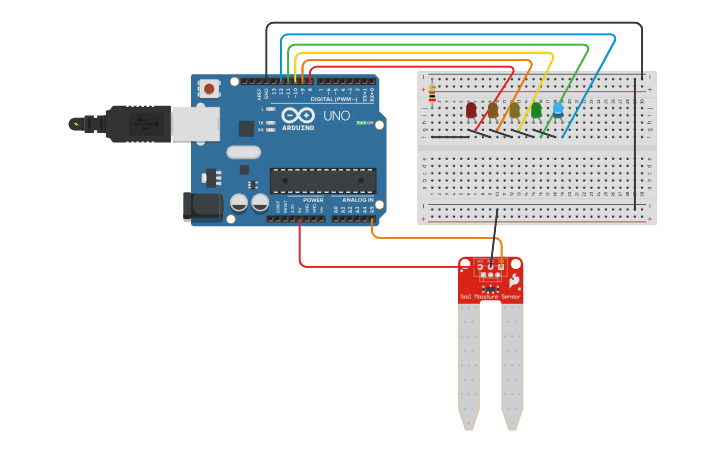 Circuit design Soil moisture sensor - Tinkercad