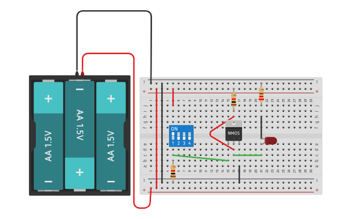 Circuit design Nmos - Tinkercad