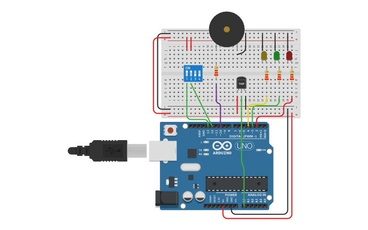 Circuit design Proj. Medio Termino Temp. | Tinkercad