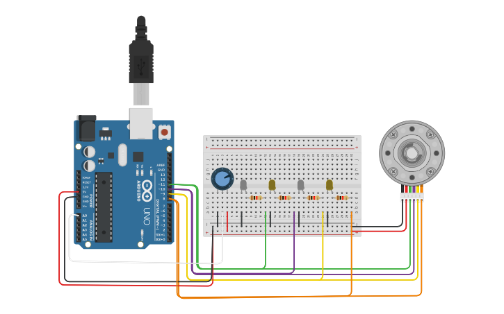 Circuit design Motor a paso - Tinkercad