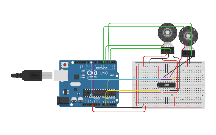 Circuit design Commande PID Moteur - Tinkercad