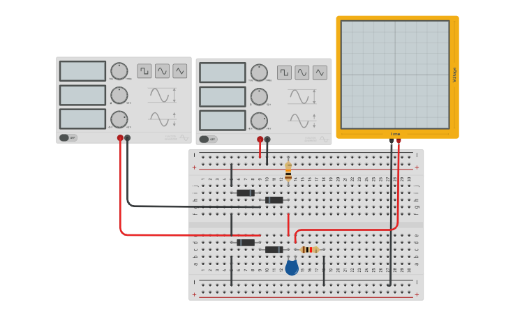 Circuit design Diode ring modulator - Tinkercad