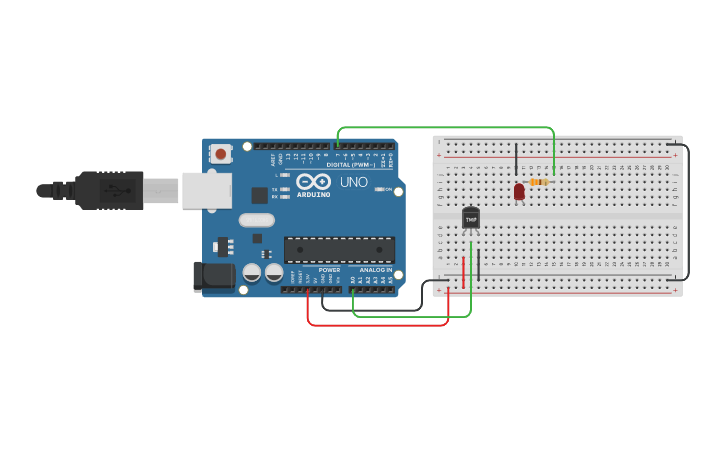 Circuit design sensor de temperatura | Tinkercad