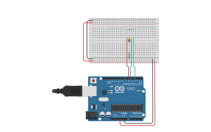 Circuit design RGB led | Tinkercad