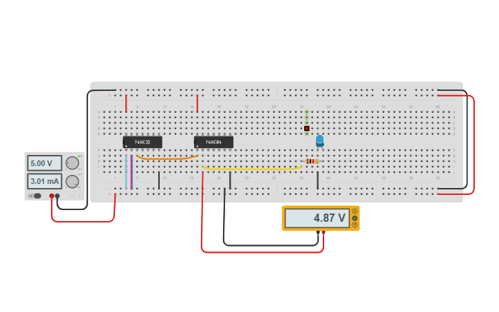 Circuit design Compuerta NOR (7402) | Tinkercad