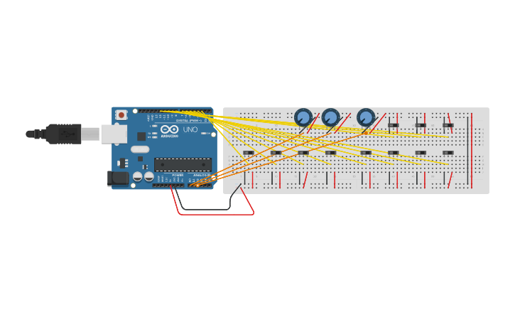 Circuit design Flight Simulator Light Buttons - Tinkercad