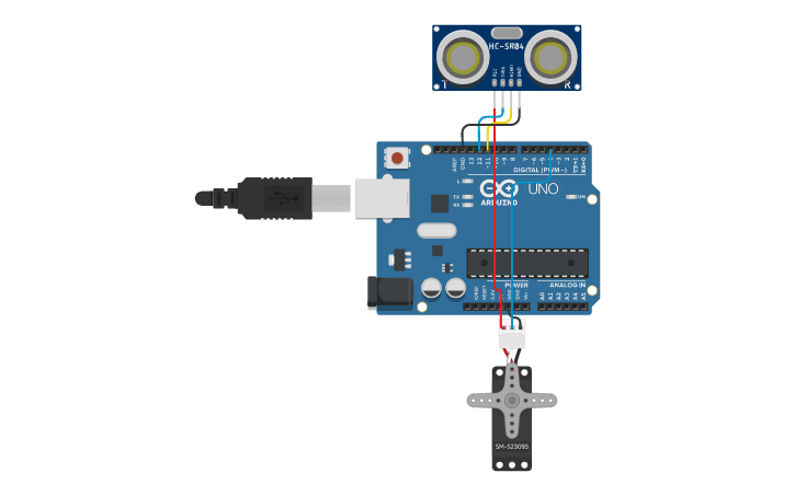 Circuit design Smart dustbin - Tinkercad