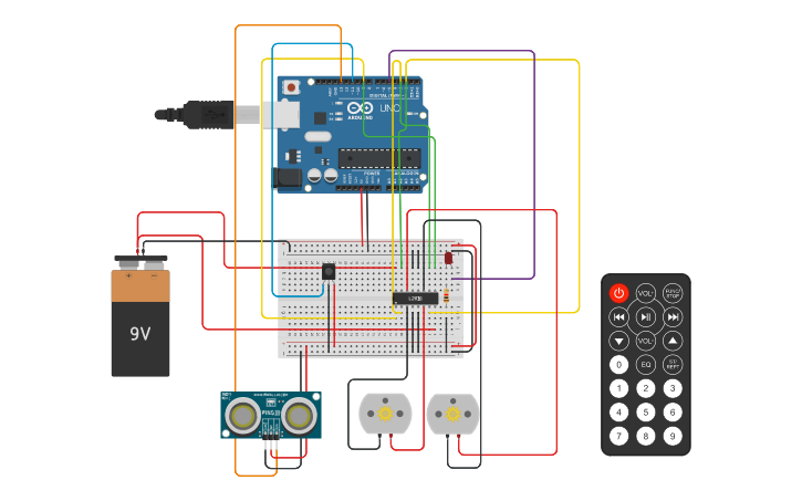 Circuit design Arduino小车 - Tinkercad