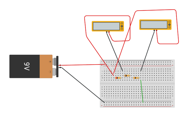 Circuit design Voltage divider - Tinkercad
