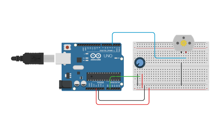 Circuit design DC moter Speed - Tinkercad