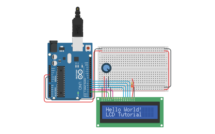 Circuit design LCD - Tinkercad
