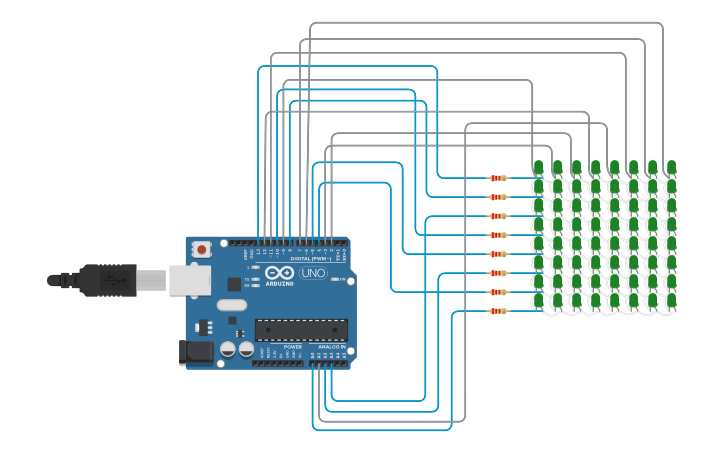 Circuit design Matrix de led 2 | Tinkercad