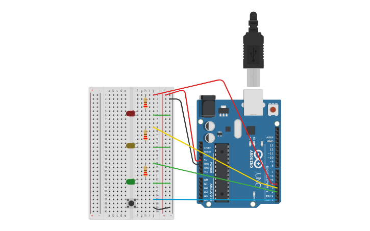Circuit design Traffic Light - Tinkercad