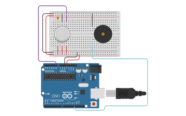 Circuit design trabajo final de sensor de gas | Tinkercad