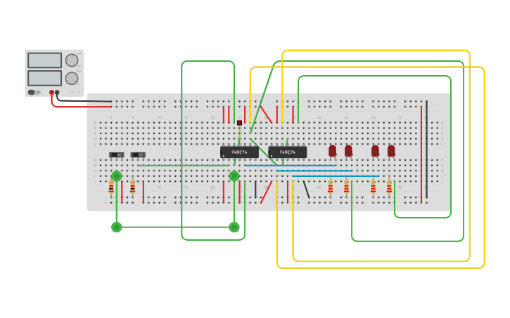 Circuit design 4 bit register register - Tinkercad