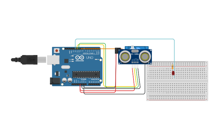 Circuit design UltraSonic - Tinkercad