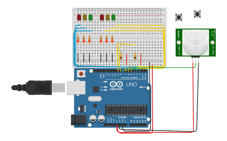 Circuit design Semaforo Inteligente - Tinkercad