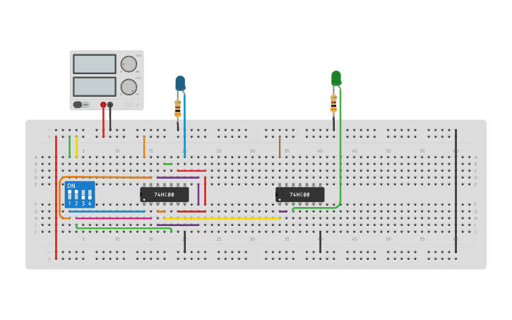 Circuit design EXP 4 : HALF ADDER USING NAND GATES | Tinkercad