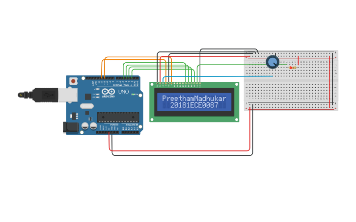 Circuit design LCD Display - Tinkercad