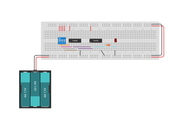 Circuit design Puerta AND de 4 entradas - Tinkercad