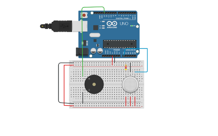 Circuit design SENSOR DE GAS ARDUINO TINKERCAD - Tinkercad