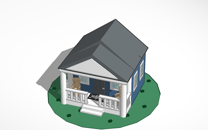 3D design House with a Porch (entry) - Tinkercad