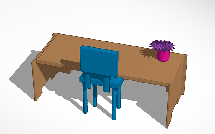 3D design desk and chair - Tinkercad