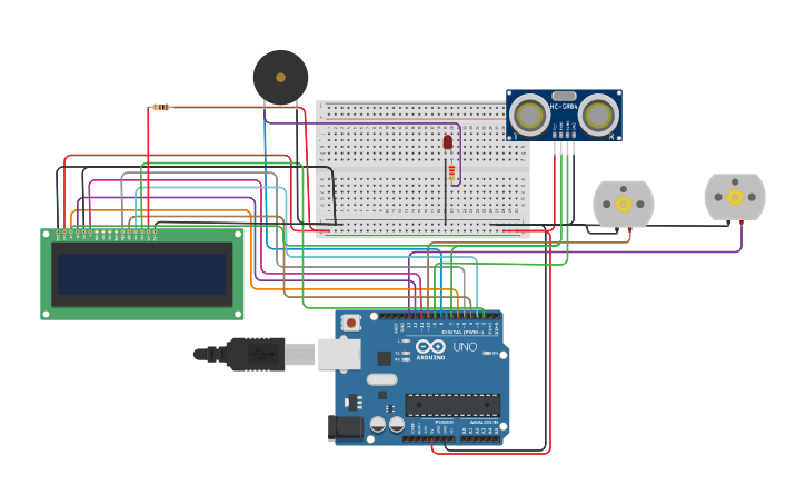Circuit design Reverse parking assistance system - Tinkercad
