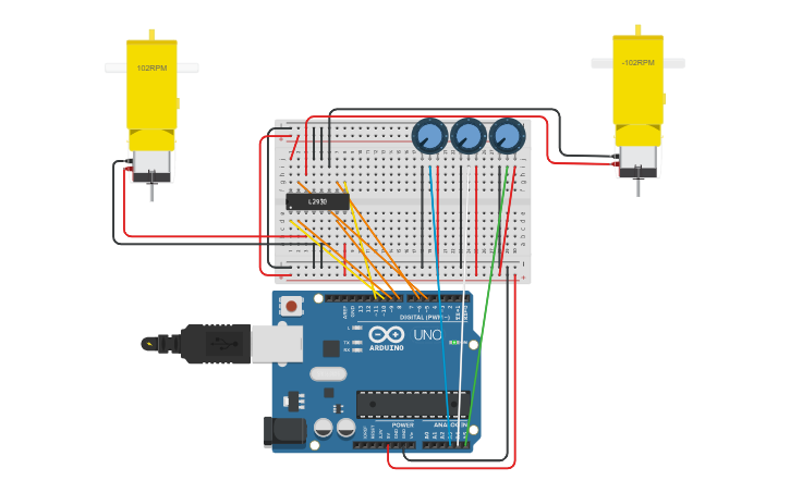 Circuit design Line Following Robot Simulation - Tinkercad