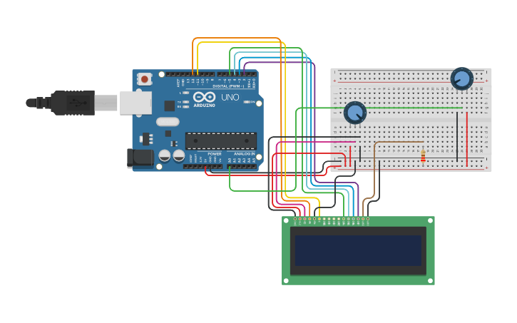 Circuit design LCD float Potentiometer | Tinkercad