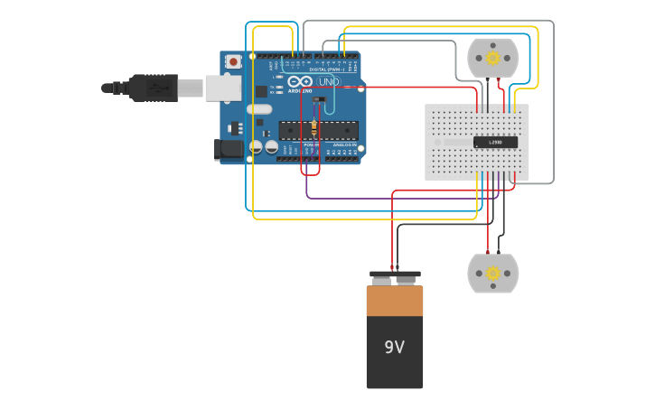 Circuit design Projet Robot_Sumo - Tinkercad