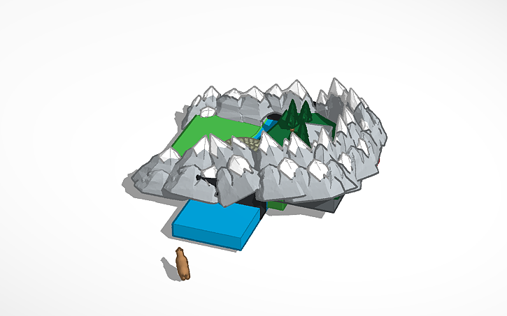 3D design water fall forest - Tinkercad