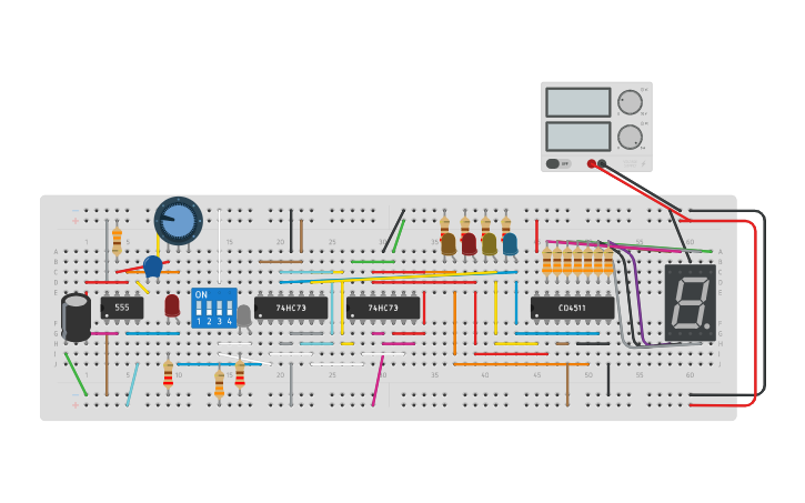 Circuit design Contador de Binario a Decimal - Tinkercad Circuit design Contador de Binario a Decimal - Tinkercad
