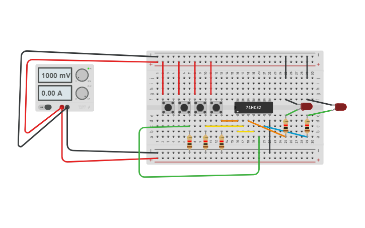 Circuit design 4x2Encoder | Tinkercad