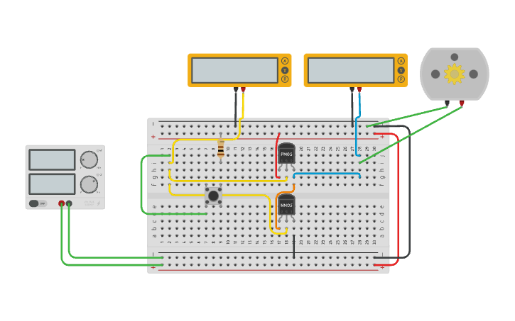 Circuit design Copy of NOT CMOS - Tinkercad