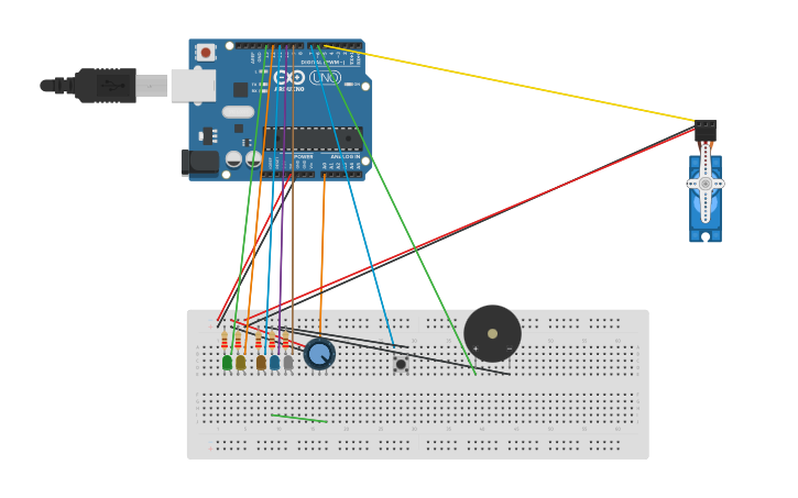 Circuit design servo - Tinkercad