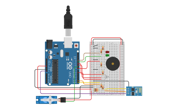 Circuit design Bluetooth+Servo - Tinkercad
