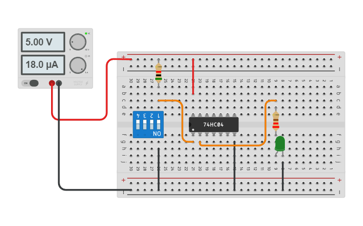 Circuit design S6 - CIRCUITO - NOT - Tinkercad