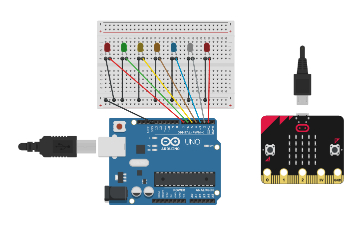 Circuit design LED Lights (1st pattern) - Tinkercad