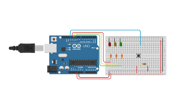 Circuit design Arduino Pedestrian Crossing - Tinkercad