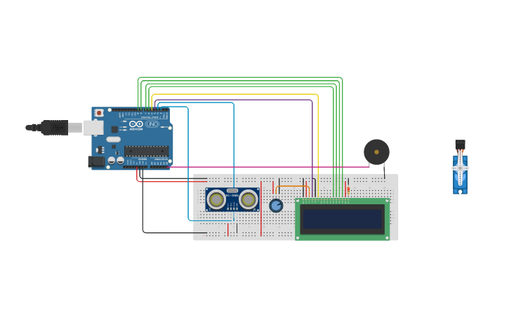 Circuit Design Ultrasonic Distance Sensor Tinkercad